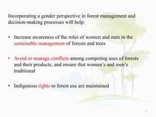 Gender dimensions in forest management | PPTX