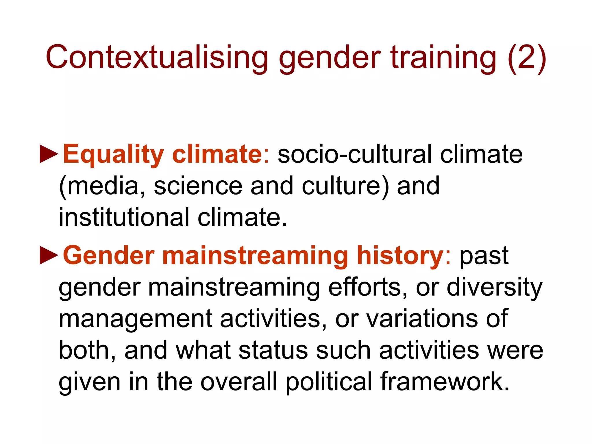 Gender mainstreaming requires training (IWC5 Presentation) | PPT