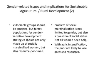 Gender related issues and implications for sustainable agricultural day ...