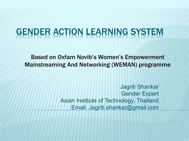 Gender Action Learning System | PPTX | Family and Relationships