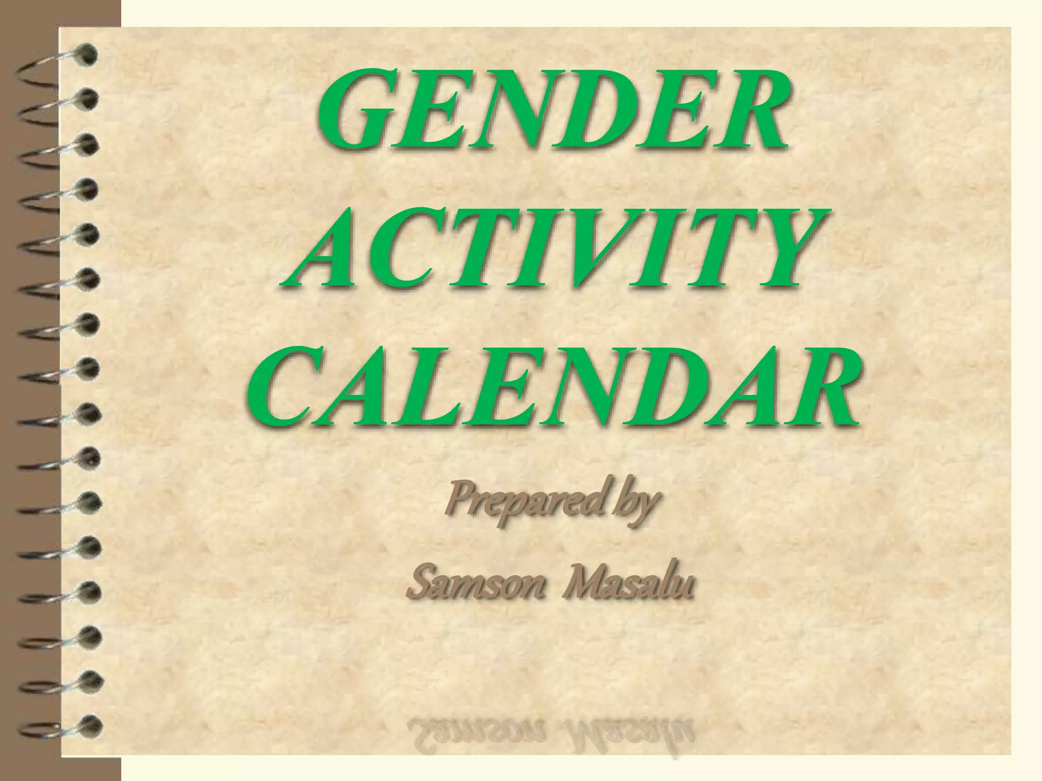 Gender activity calendar | PPTX