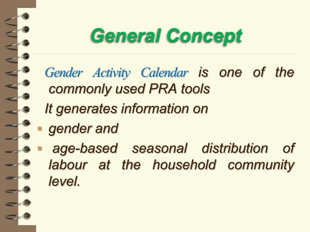 Gender activity calendar | PPTX