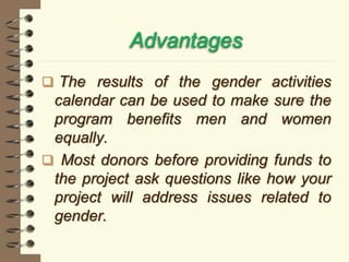 Gender activity calendar | PPTX