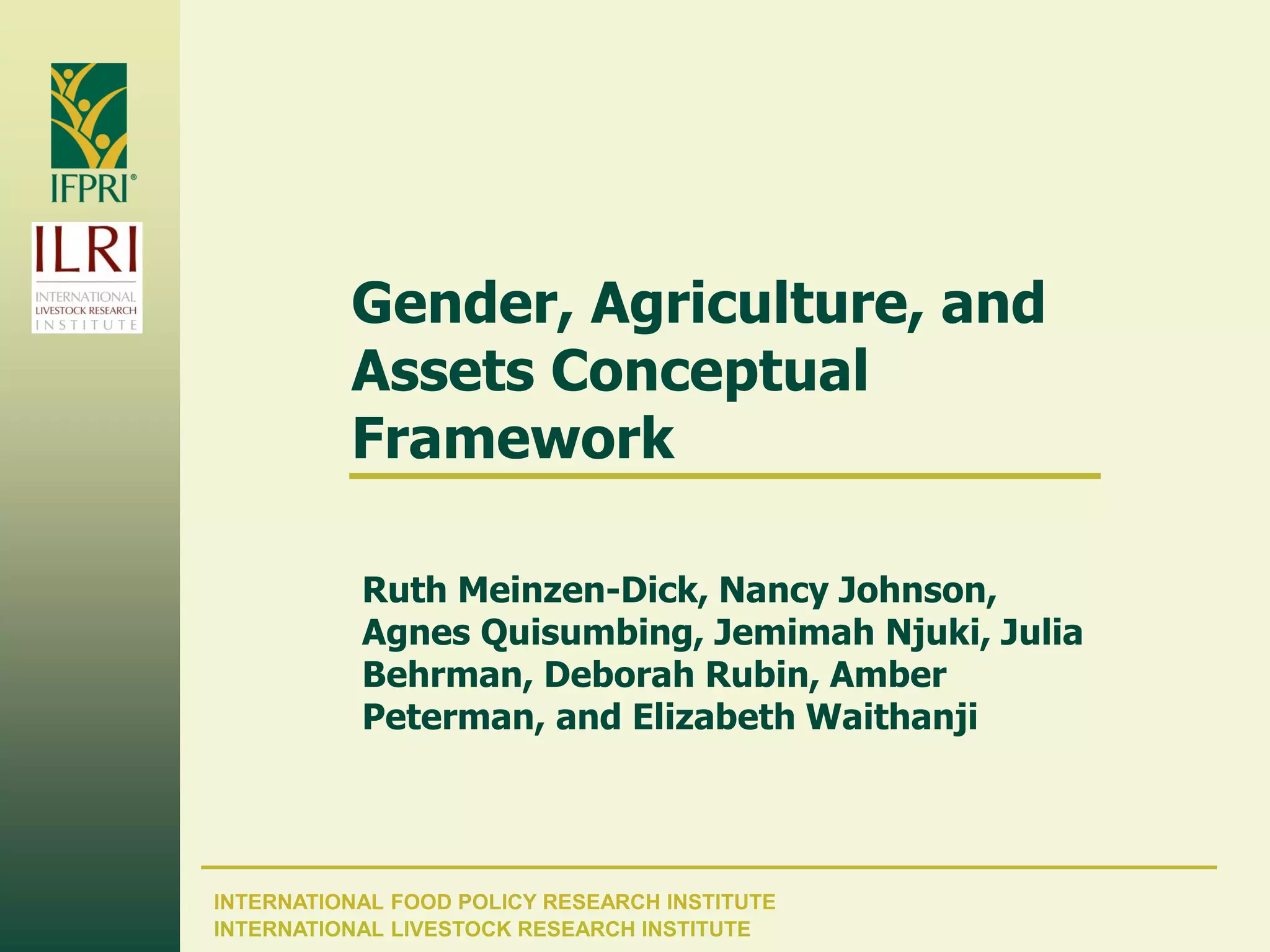 Gender, agriculture, and assets conceptual framework | PDF