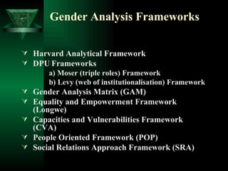 Gender Analysis Framework & Planning (B.R. Siwal) | PPT