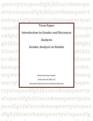 Gender analysis in Hamlet | DOCX