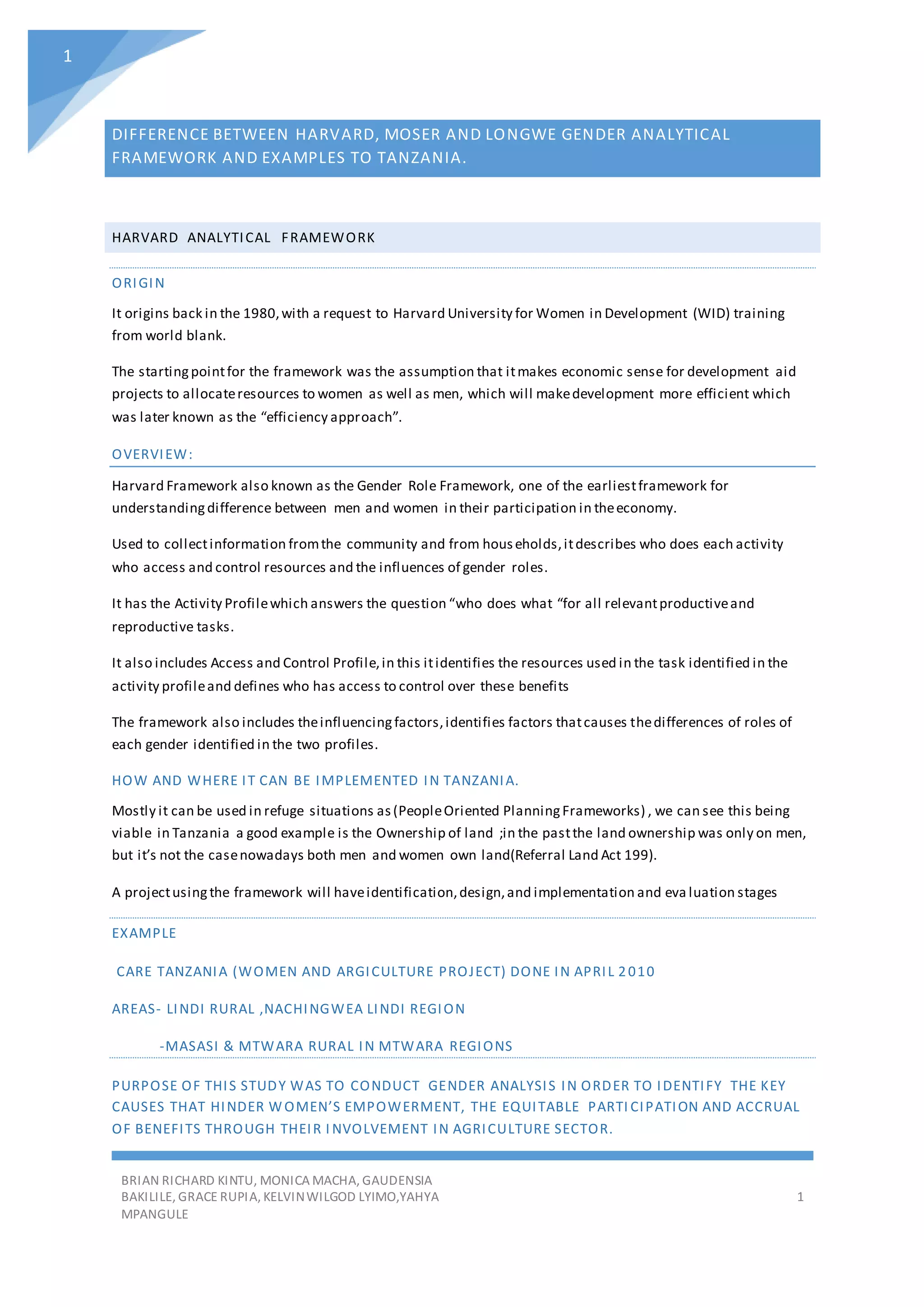 Gender analytical framework | DOCX