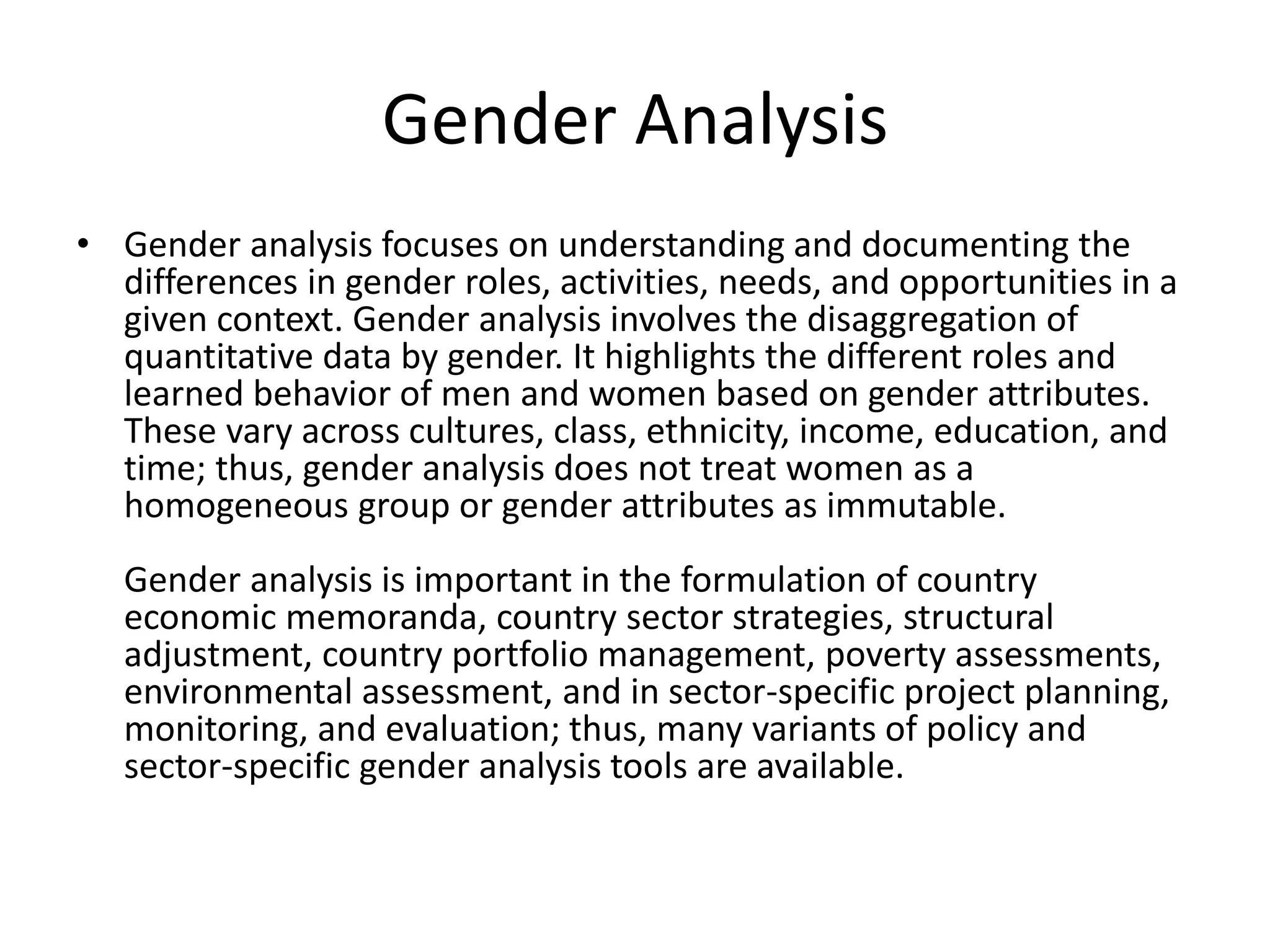 Introduction to Gender Analytical Tools in the agricultural sector and ...