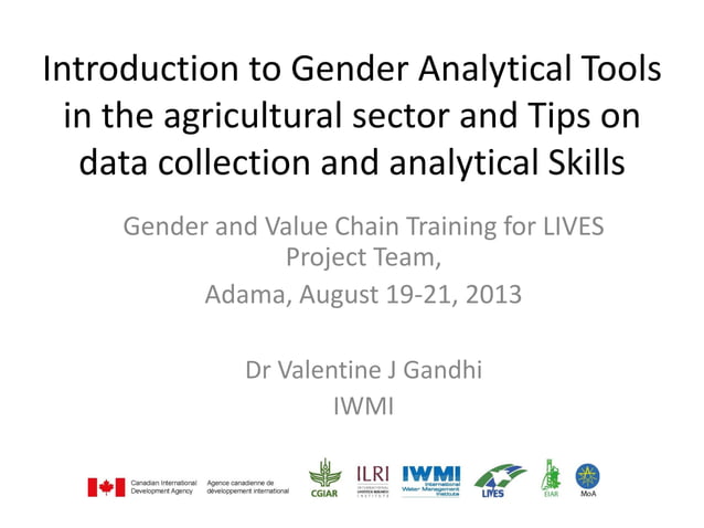 Introduction to Gender Analytical Tools in the agricultural sector and ...