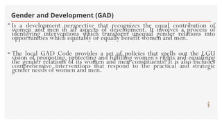 GENDER AND DEVELOPMENT CODES Needed for the seminar | PPTX