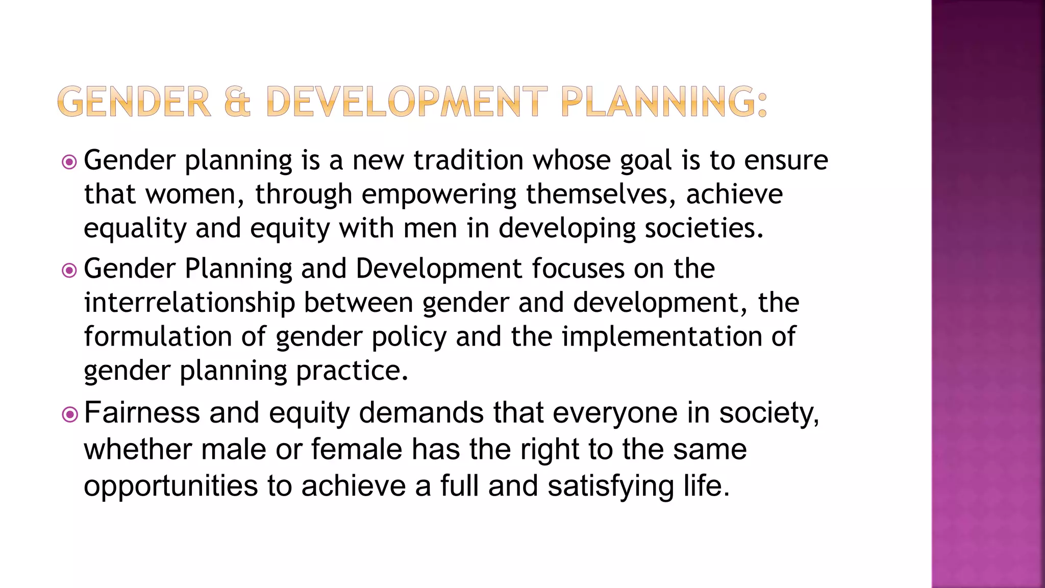 Gender and development planning | PPT