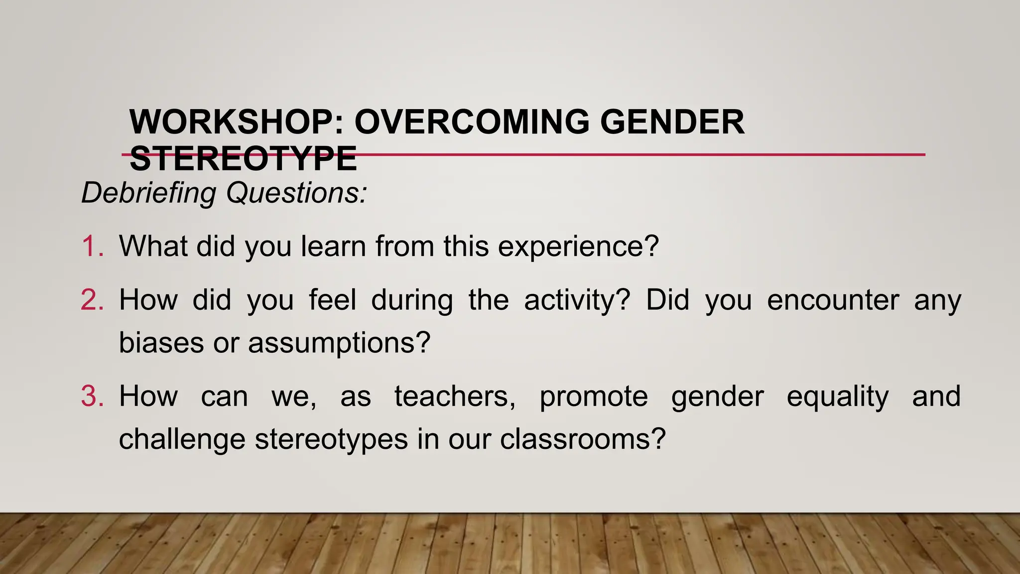 Gender and Development Workshops for Training | PPTX