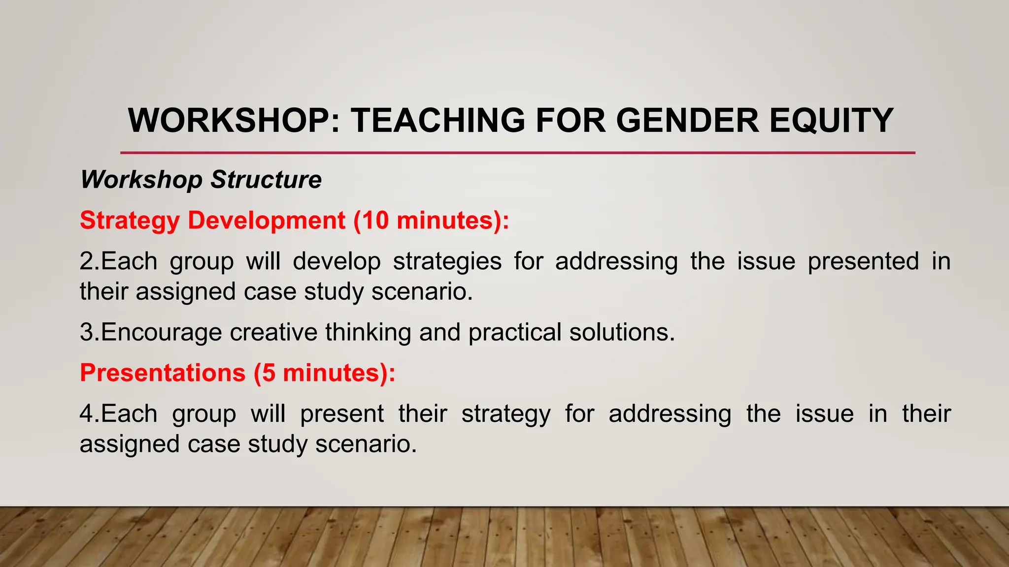 Gender and Development Workshops for Training | PPTX