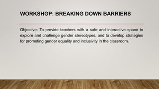 Gender and Development Workshops for Training | PPTX
