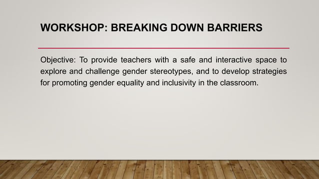 Gender and Development Workshops for Training | PPTX