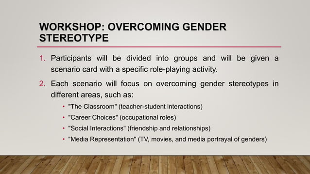 Gender and Development Workshops for Training | PPTX
