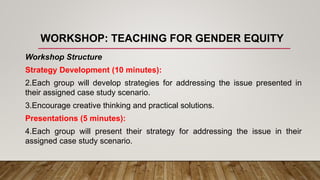Gender and Development Workshops for Training | PPTX