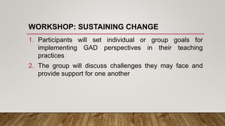 Gender and Development Workshops for Training | PPTX