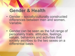 Gender and health | PPTX