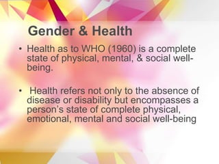 Gender and health | PPTX
