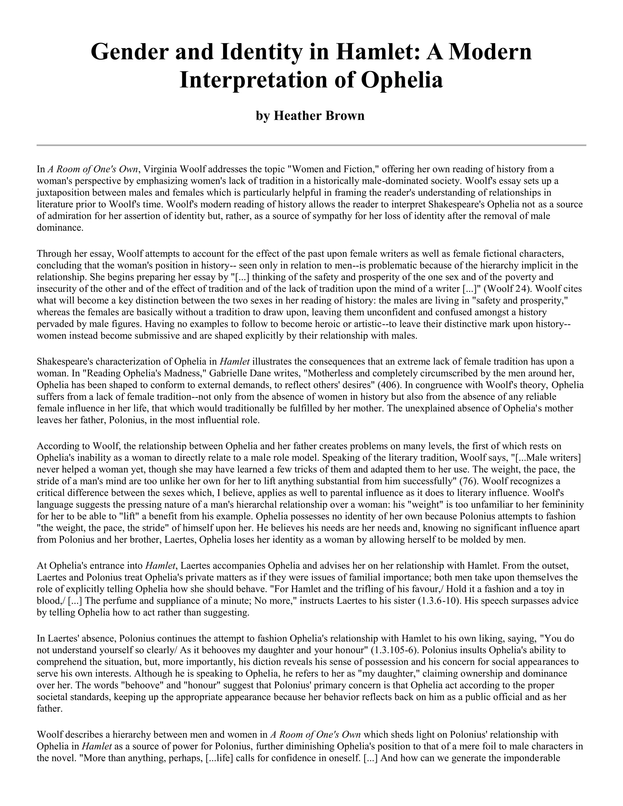 Gender and identity in hamlet | DOCX