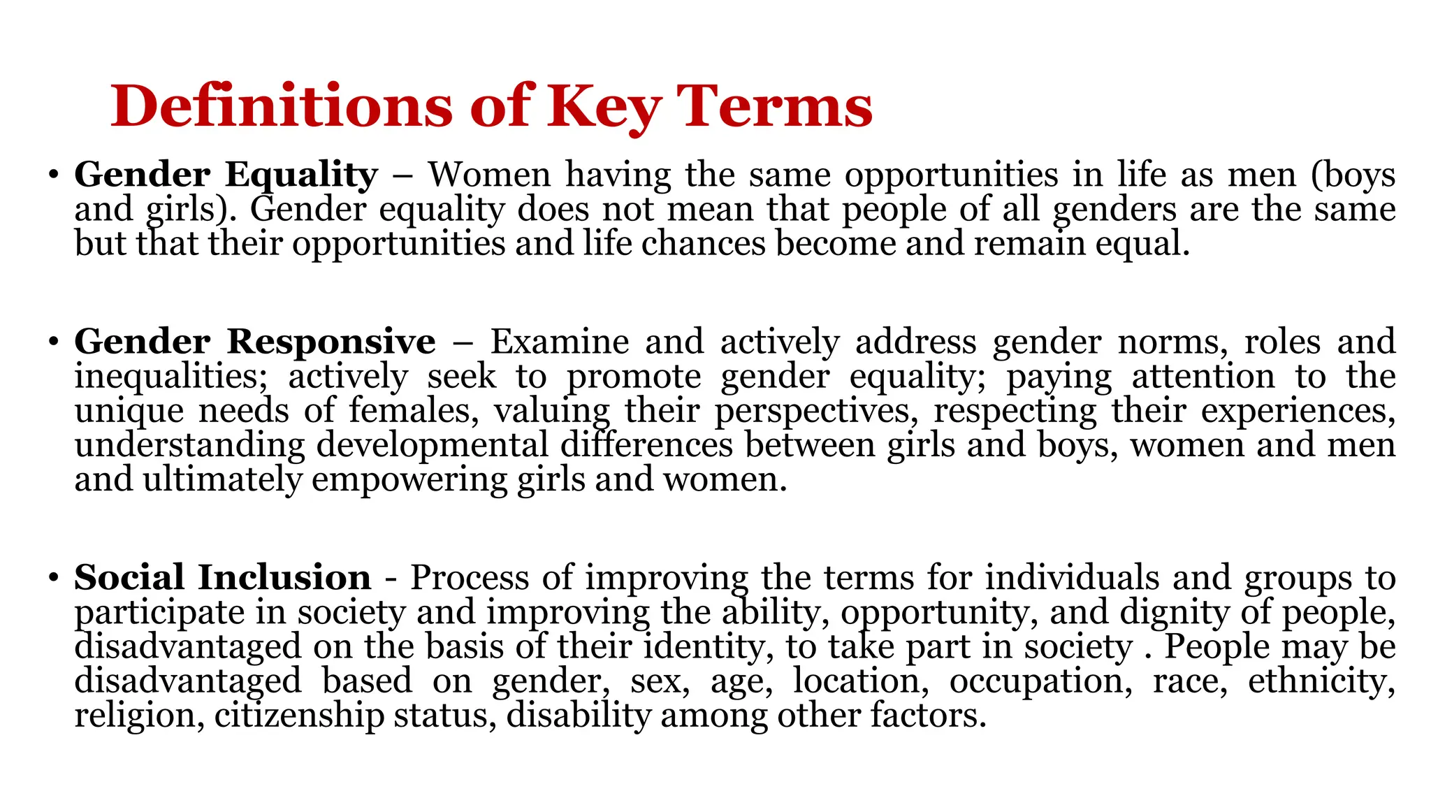 Integrating Gender Equality and Social Inclusion (GESI) in the NAP ...