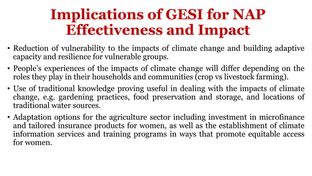 Integrating Gender Equality and Social Inclusion (GESI) in the NAP ...