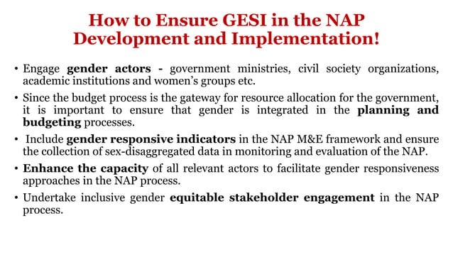 Integrating Gender Equality and Social Inclusion (GESI) in the NAP ...
