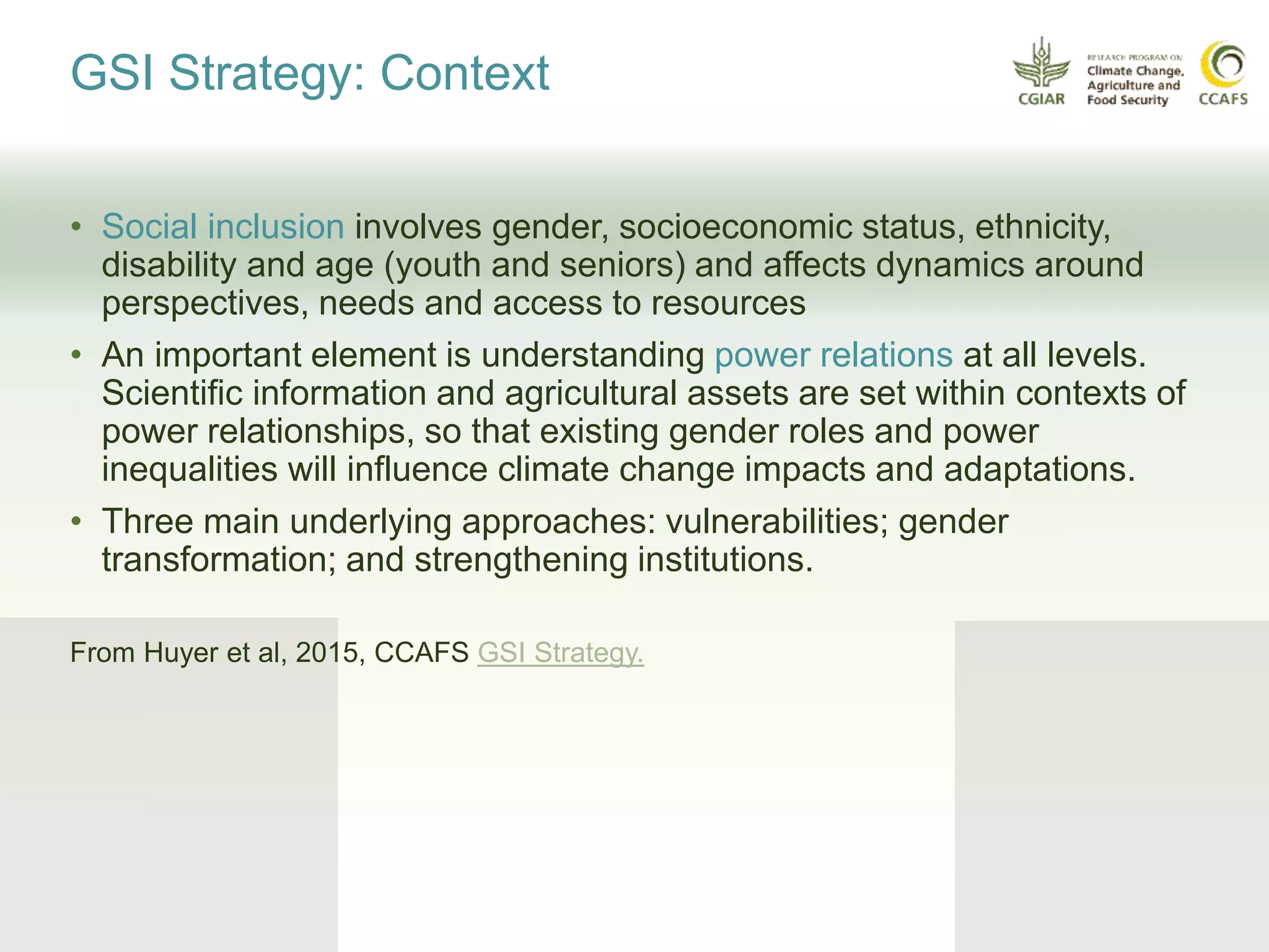 Gender and social inclusion in CCAFS projects | PPTX