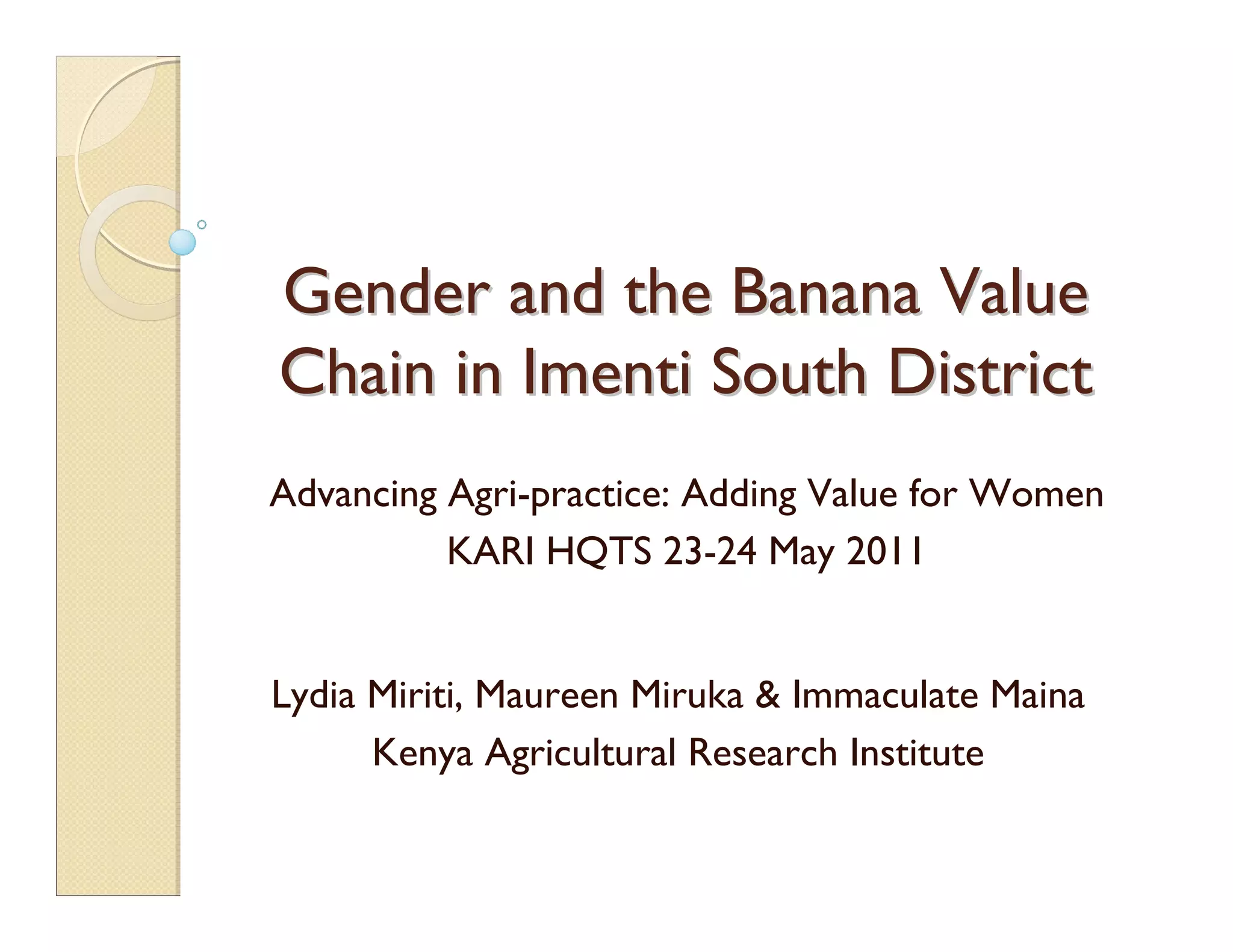 Gender and the banana value chain in Imenti south district | PDF