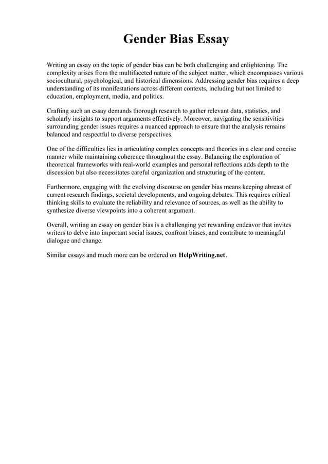 Gender Bias Essay. McLennan Community College | PDF