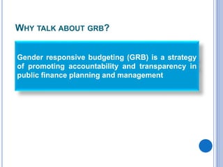 Gender budgeting and Transparency : Understandingthe National and Sub ...
