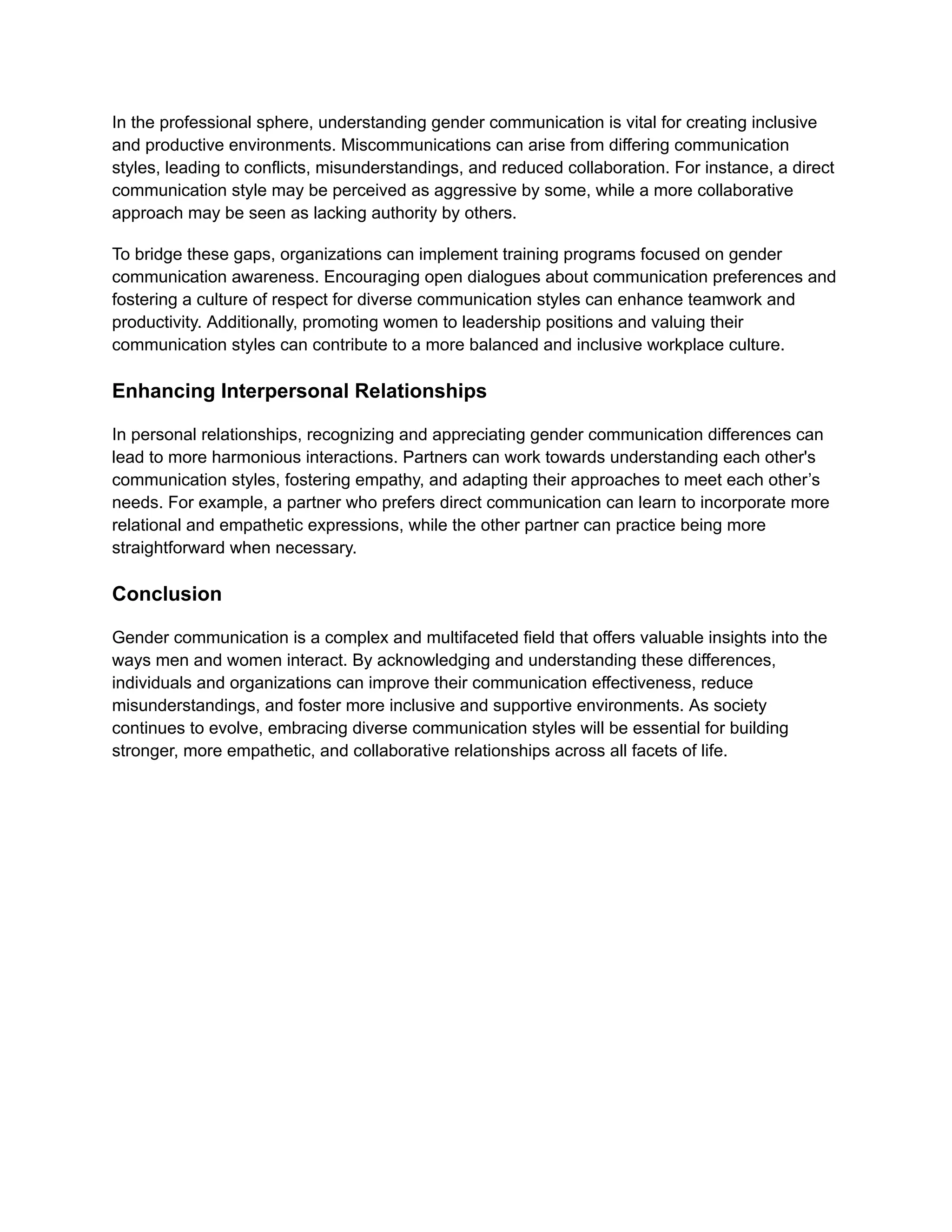 Understanding Gender Communication: Bridging the Gap | PDF