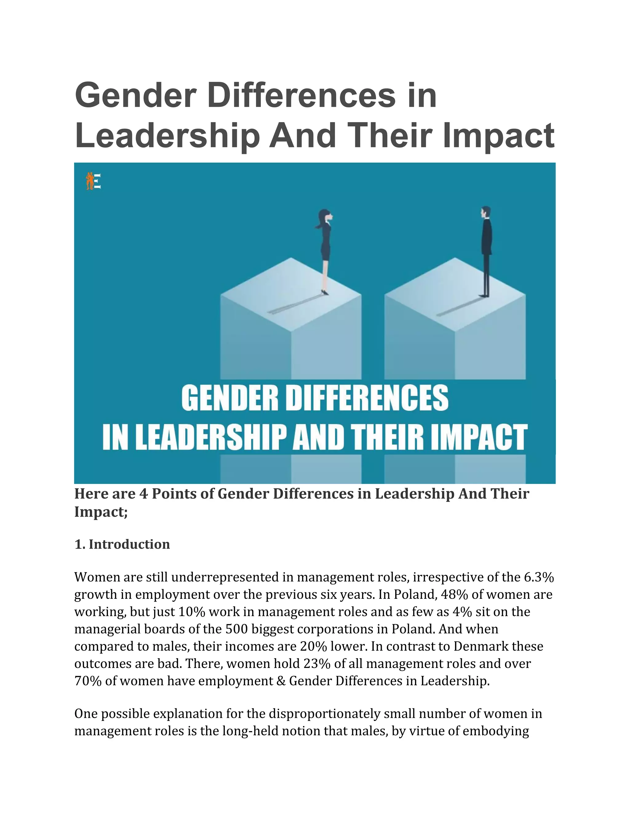 Gender Differences in Leadership And Their Impact; 4 Best Points | The ...