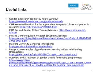 Gender dimension in research Research Funders | PPT