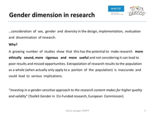 Gender dimension in research Research Funders | PDF