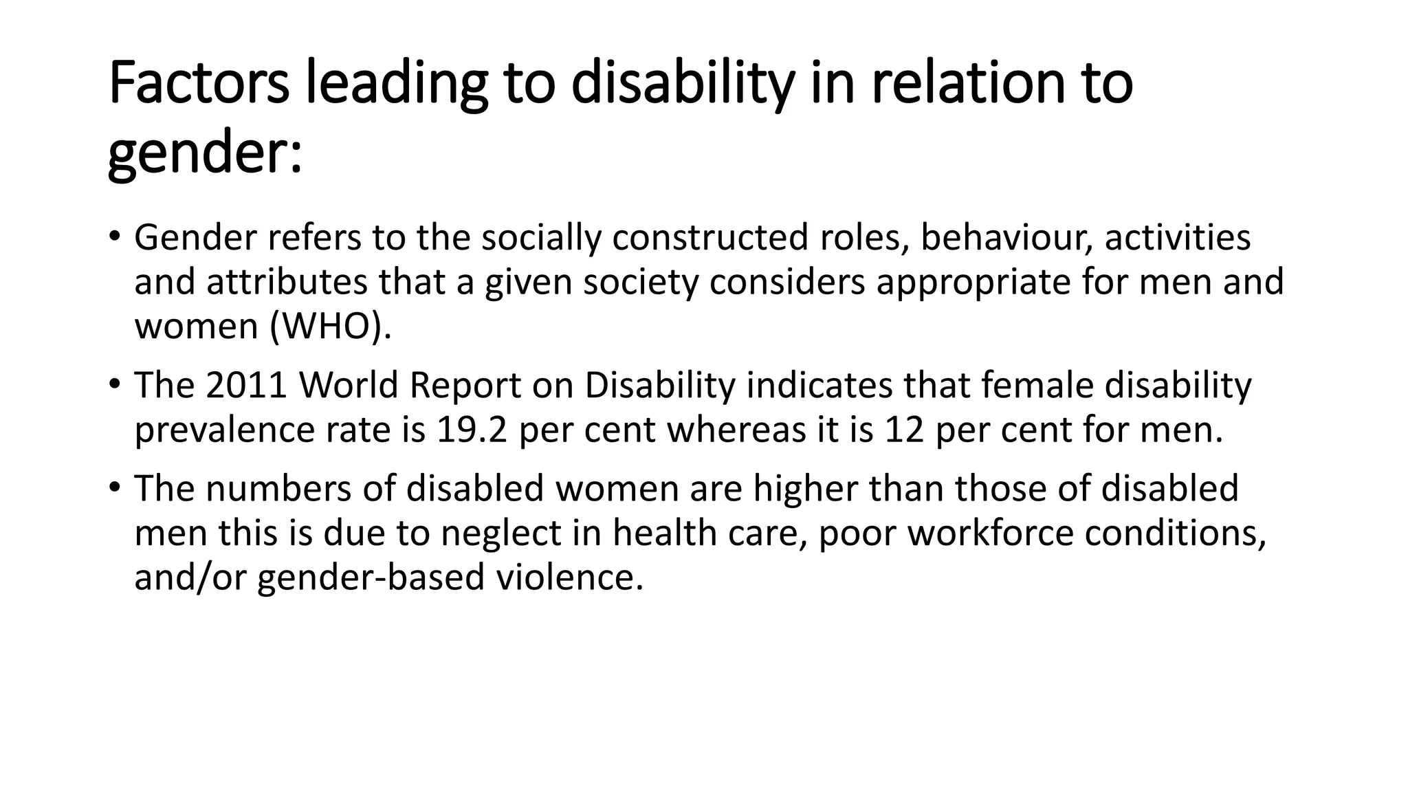 Gender, disability and rehabilitation | PPTX