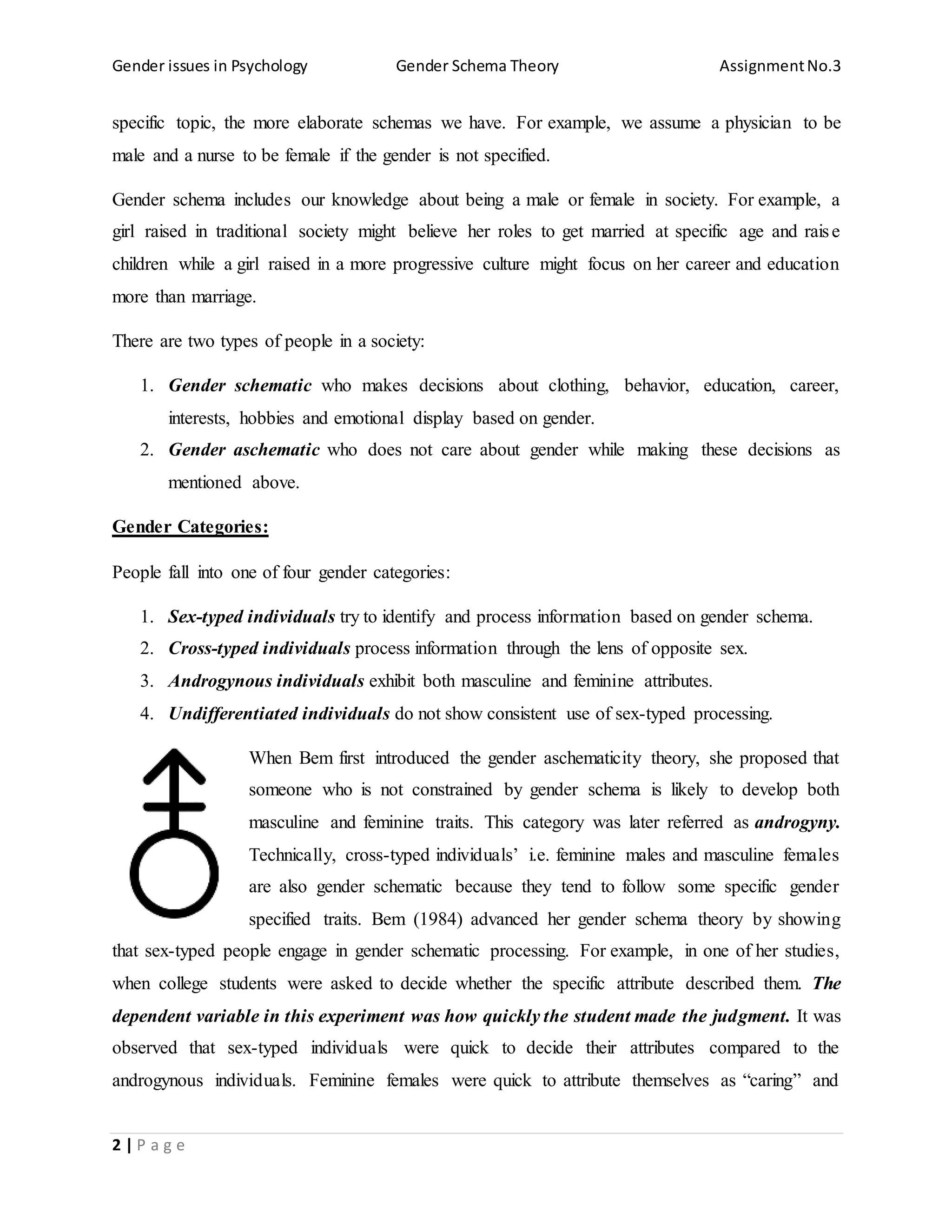 Gender discrimination and Schema theory | DOCX