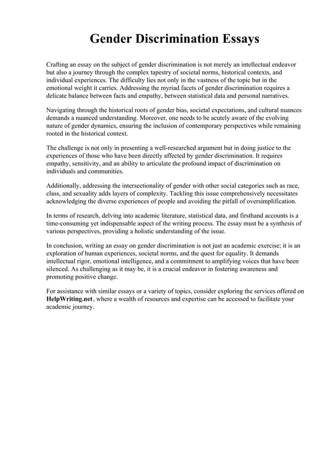 Gender Discrimination Essays.pdf | Debated Sensitive Social Issues ...