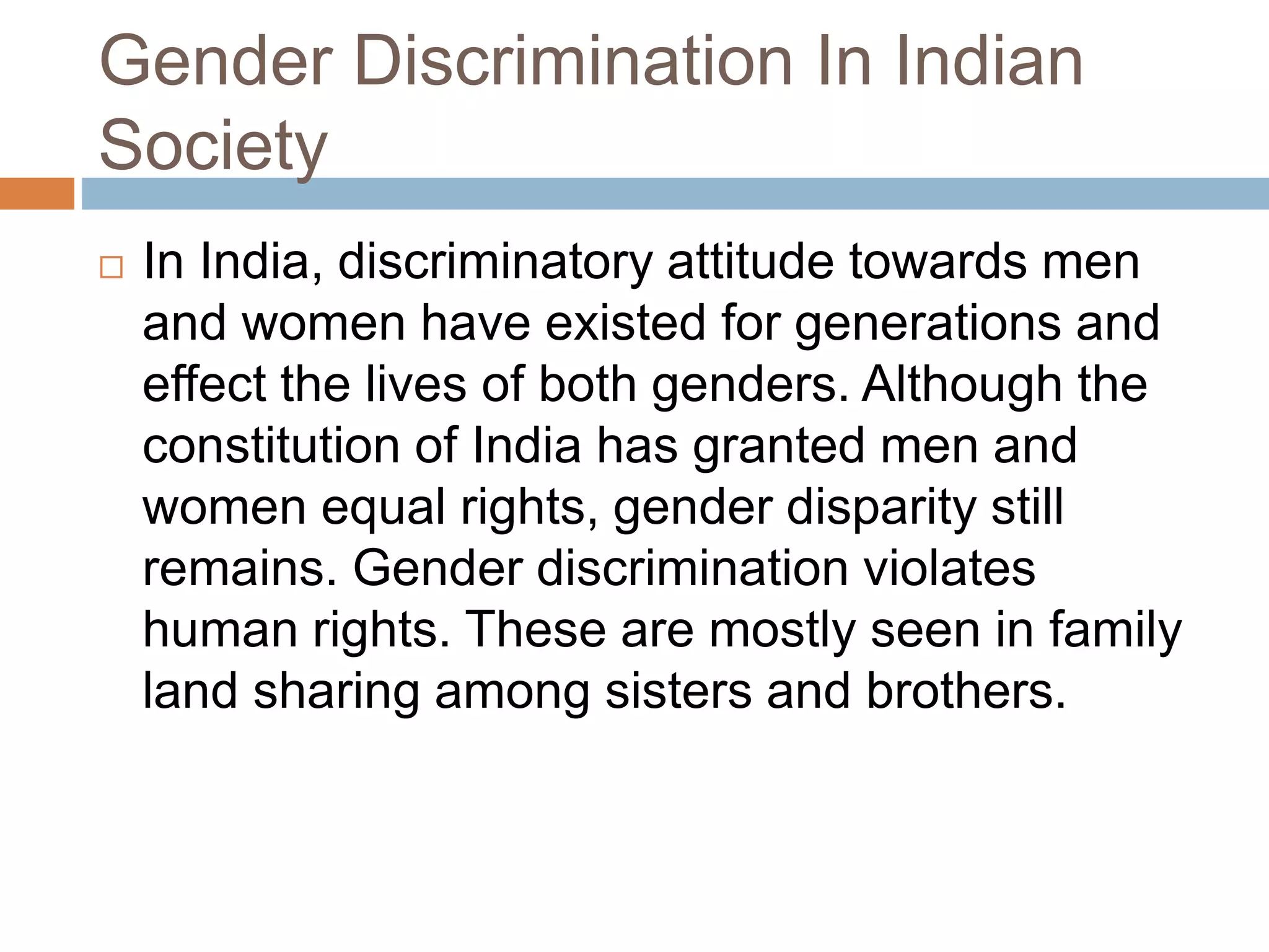 Gender discrimination in india | PPTX