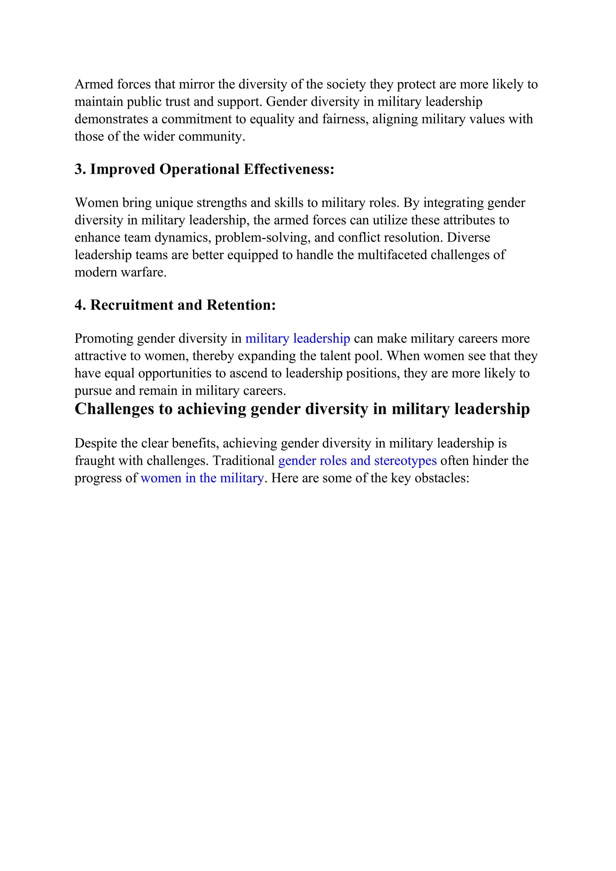 Gender Diversity in Military Leadership: A Path to Stronger Armed ...