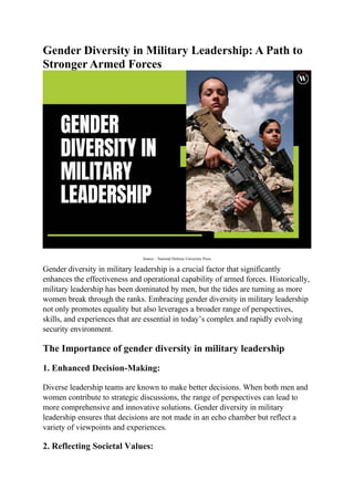 Gender Diversity in Military Leadership: A Path to Stronger Armed ...