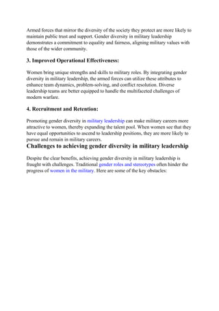 Gender Diversity in Military Leadership: A Path to Stronger Armed ...