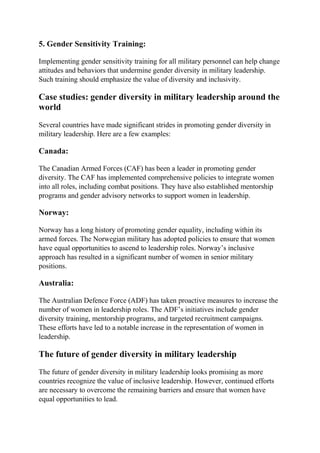 Gender Diversity in Military Leadership: A Path to Stronger Armed ...