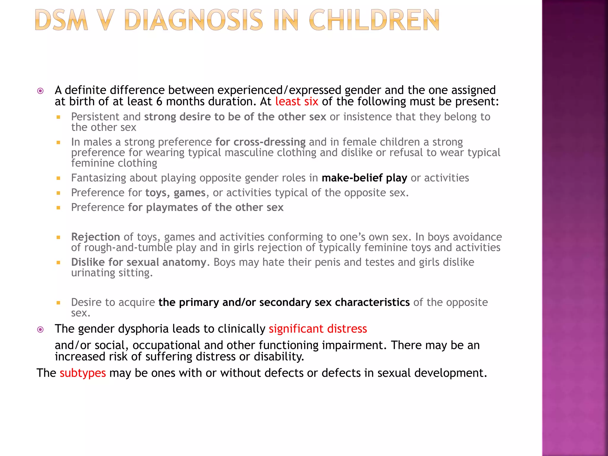 Gender dysphoria OR GENDER IDENDITY DISORDER DSM 5 | PPTX