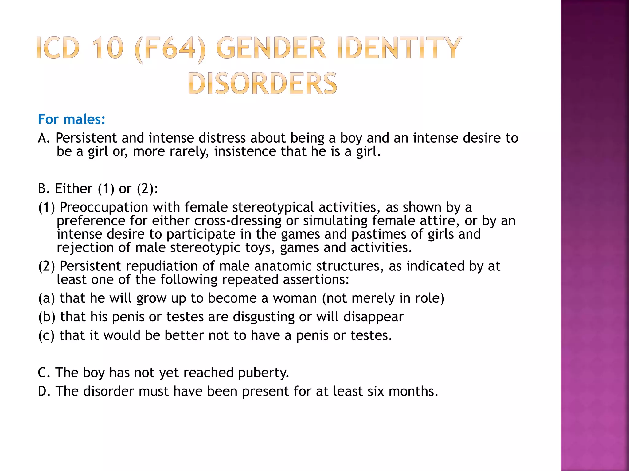 Gender dysphoria OR GENDER IDENDITY DISORDER DSM 5 | PPTX