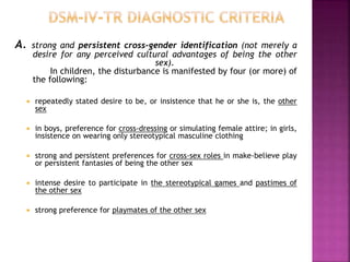 Gender dysphoria OR GENDER IDENDITY DISORDER DSM 5 | PPTX