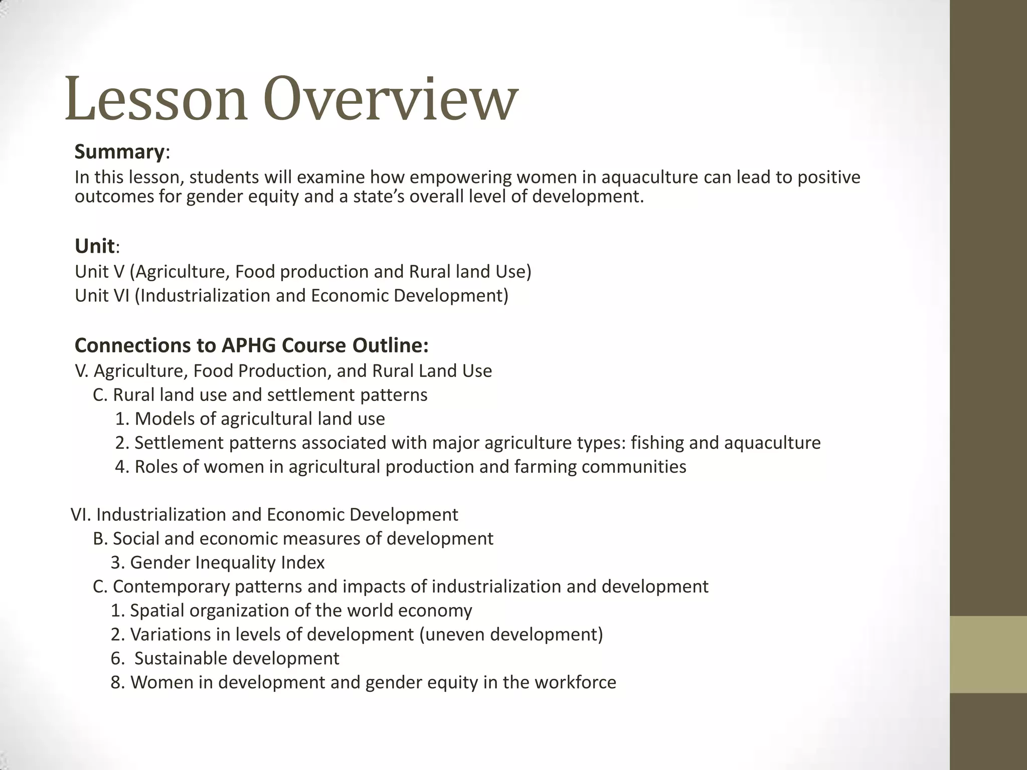 Gender empowerment in agriculture and development | PPTX