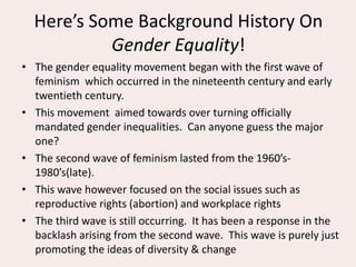 Gender equality | PPTX | Debated Sensitive Social Issues | Sensitive Topics