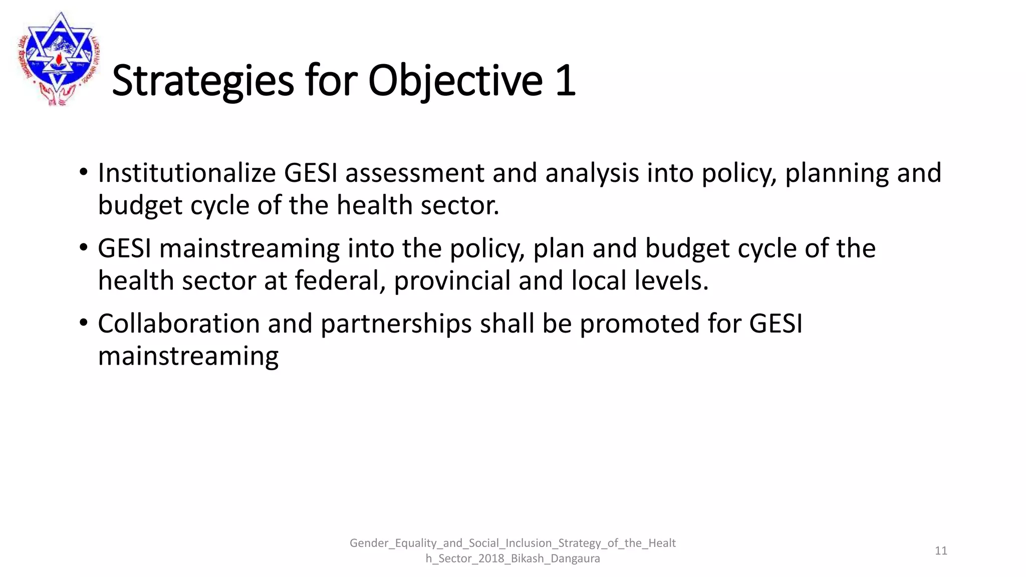 Gender equality and social inclusion strategy | PPTX